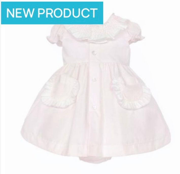 Wee Me Baby Girl Pink Smock Collar Dress – Bella Bambini