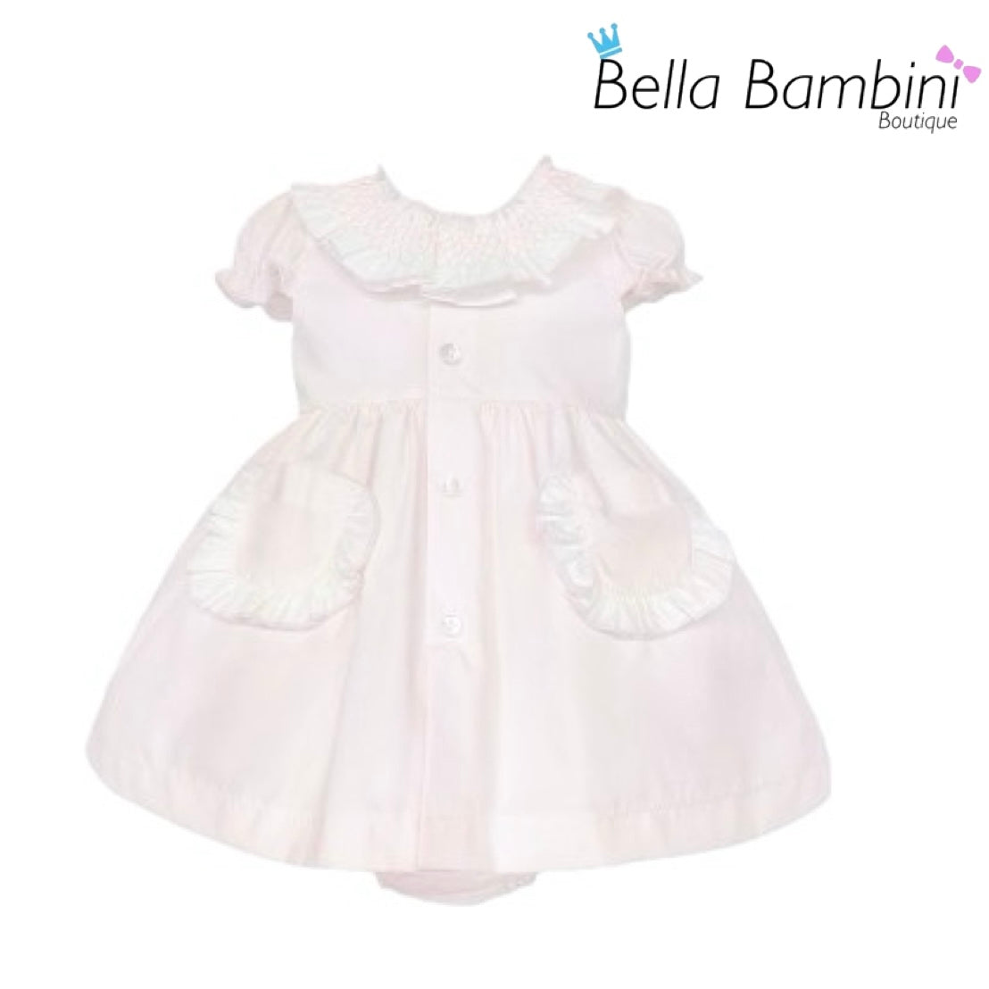 Wee Me Baby Girl Pink Smock Collar Dress – Bella Bambini